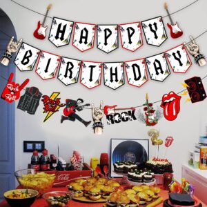 Rock and Roll Birthday Banner 3Pcs One Rocks Party Banners Rock Music Birthday Party Decoration Rock Party Hanging Cutout Banners for Rock and Roll Baby Shower Supplies