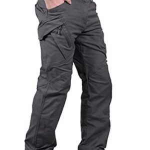 LABEYZON Men's Outdoor Work Military Tactical Pants Lightweight Rip-Stop Casual Hiking Cargo Pants Men (Dark Gray, 38W x 30L)