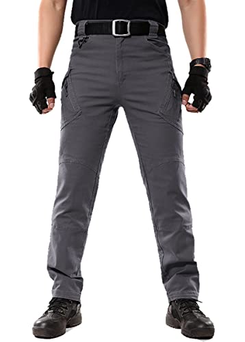 LABEYZON Men's Outdoor Work Military Tactical Pants Lightweight Rip-Stop Casual Hiking Cargo Pants Men (Dark Gray, 38W x 30L)