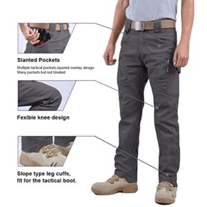 LABEYZON Men's Outdoor Work Military Tactical Pants Lightweight Rip-Stop Casual Hiking Cargo Pants Men (Dark Gray, 38W x 30L)