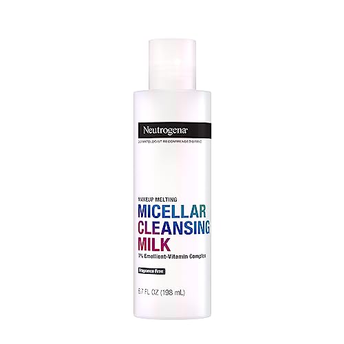 Neutrogena Makeup Melting Nourishing Micellar Milk with 7% Emollient-Vitamin Complex, Soothing Fragrance-Free Eye, Lip & Face Makeup Remover for Sensitive & Dry Skin, Oil-Free, 6.7 fl. oz