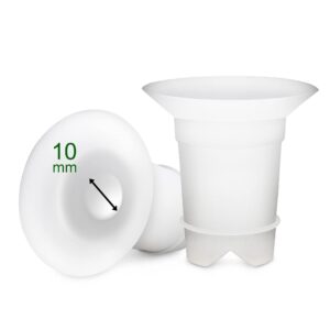 maymom flange inserts 10mm (long) compatible with medela 24mm personalfit shield, spectra 24mm, freemie 25mm cup, willow 24 mm cup, compatible with momcozy wearable 24mm cup (s9, s10, s12); 2pc/pk