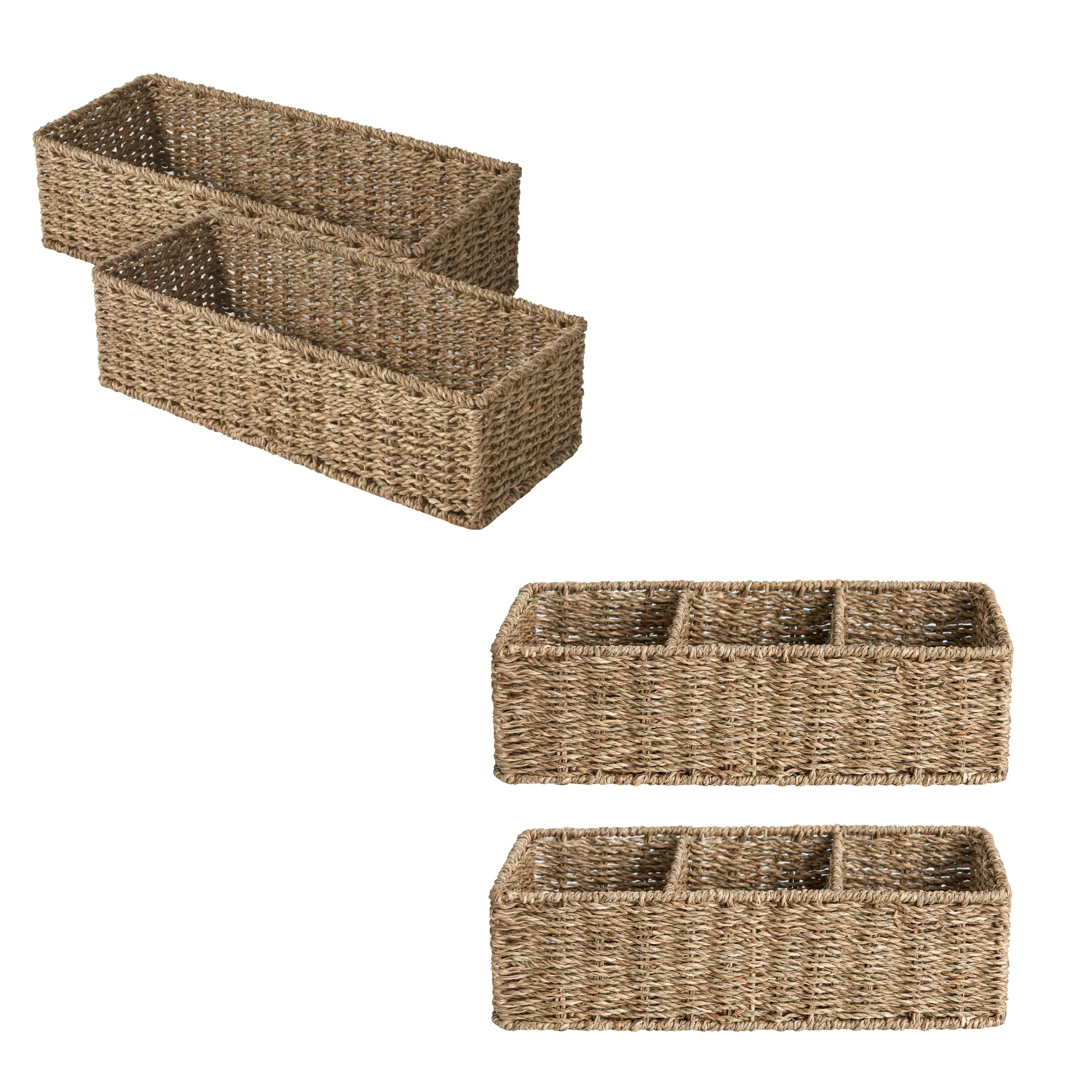 StorageWorks Hand-Woven Seagrass Wicker Baskets Set