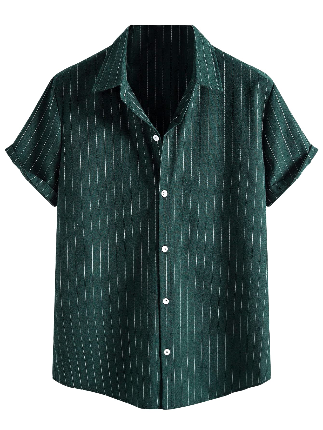 SOLY HUX Men's Short Sleeve Button Down Shirts Casual Dress Going Out Camp Tops Dark Green M