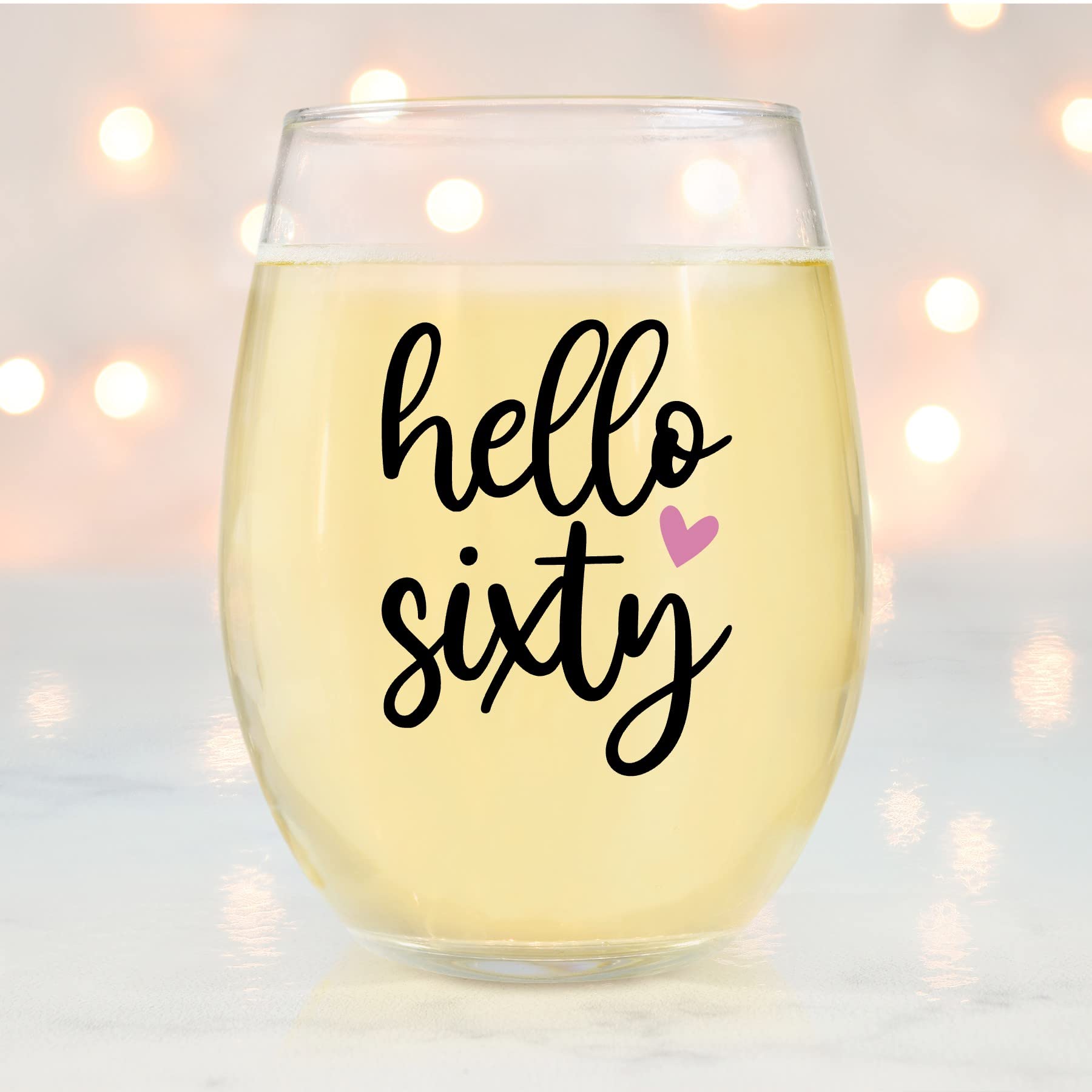 Laguna Design Co. Hello Sixty Wine Glass, 21 Oz, 60th Birthday, 60th Birthday Wine Glass