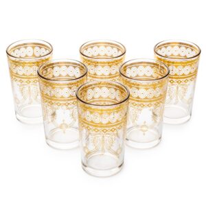 the wine savant gold moroccan glasses artisan hand-made multipurpose 220 ml 7.5 oz tea and wine morrocan tumbler marrakech & casablanca tea cups set of 6