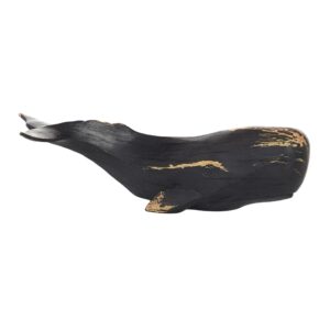 deco 79 polystone whale handmade decorative sculpture home decor statue, accent figurine 14" x 5" x 4", black