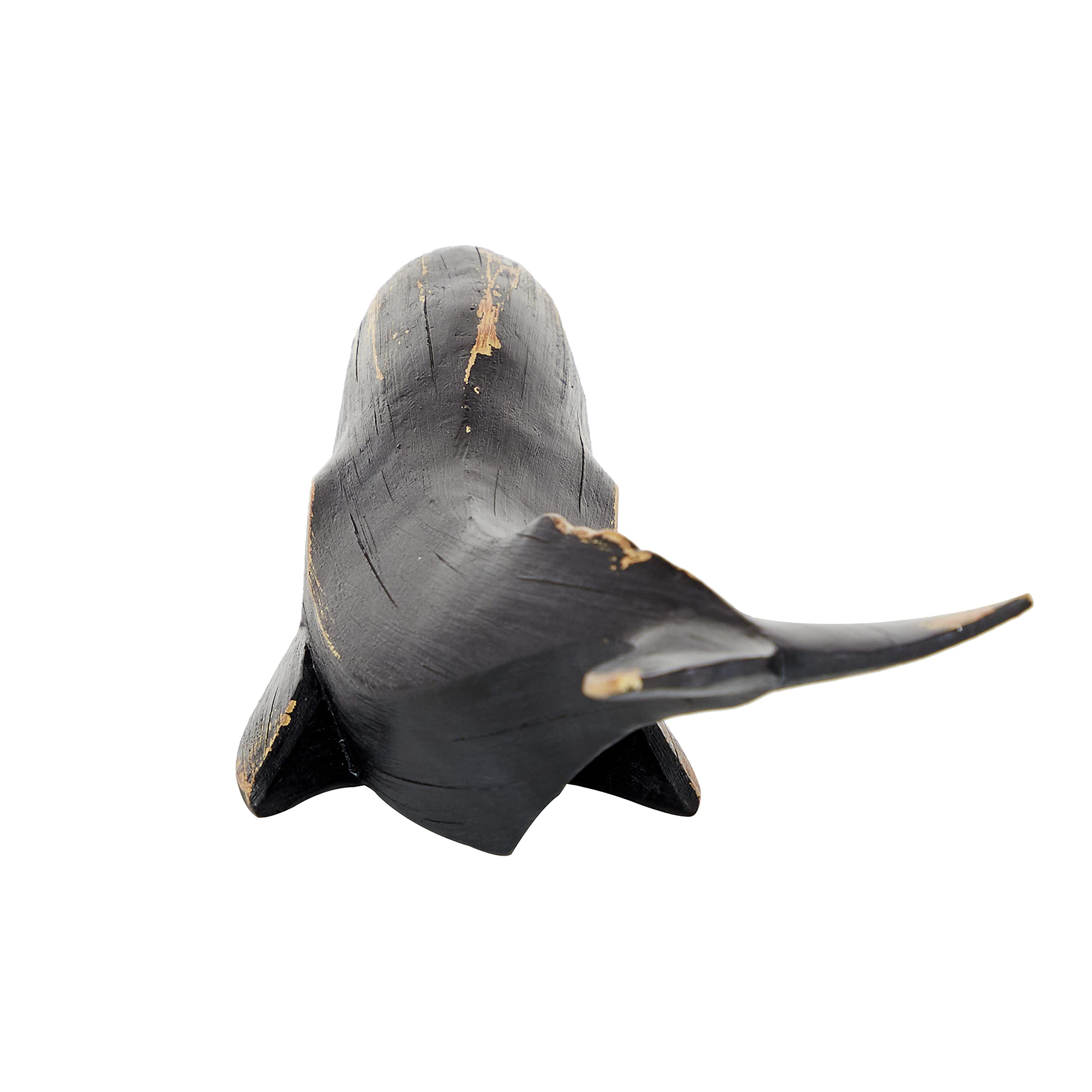 Deco 79 Polystone Whale Handmade Decorative Sculpture Home Decor Statue, Accent Figurine 14" x 5" x 4", Black