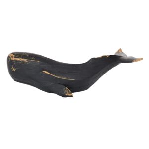 Deco 79 Polystone Whale Handmade Decorative Sculpture Home Decor Statue, Accent Figurine 14" x 5" x 4", Black