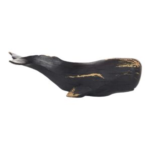 Deco 79 Polystone Whale Handmade Decorative Sculpture Home Decor Statue, Accent Figurine 14" x 5" x 4", Black