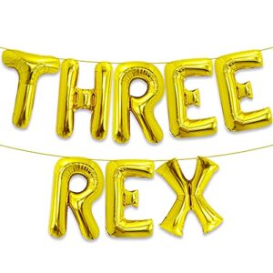 katchon, huge gold three rex balloons - 16 inch | gold three rex birthday party decorations | 3 rex birthday decorations boys | three rex birthday decorations boys | dinosaur birthday decorations