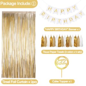 KATBUU Gold Birthday Decorations - Golden Birthday Party Decorations, Happy Birthday Decorations for Women Boys Girls Men, Golden Birthday Decor, White and Gold Birthday Decorations Set