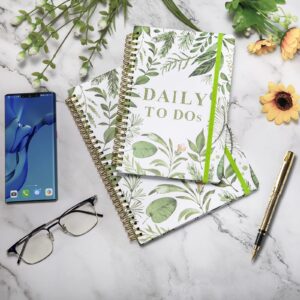 UtyTrees Daily Planner Undated: 5.7"x8.5" Daily To Do List Notebook, Efficient Life Planner, Daily Journal with Inner Pocket, Meals Planner, Office Organization Notebooks for Women, Green