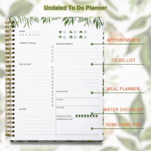 UtyTrees Daily Planner Undated: 5.7"x8.5" Daily To Do List Notebook, Efficient Life Planner, Daily Journal with Inner Pocket, Meals Planner, Office Organization Notebooks for Women, Green