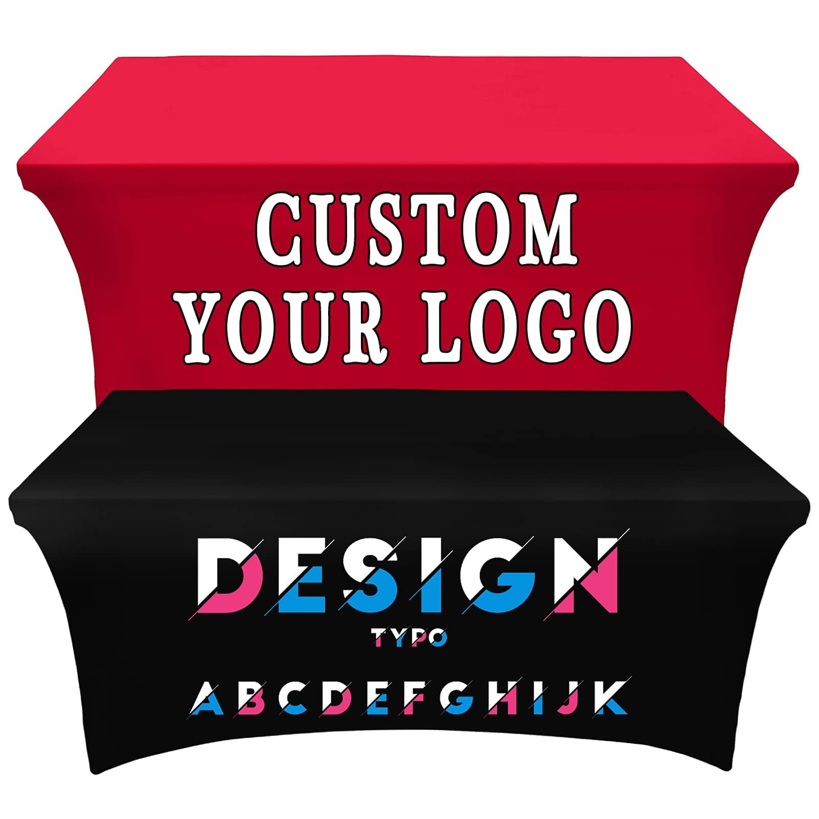 Custom Table Cloth Cover 8ft with Business Logo or Your Text Stretch Personalized Tablecloth Spandex Customize with Logo for Birthday Wedding Anniversary Tradeshow Events