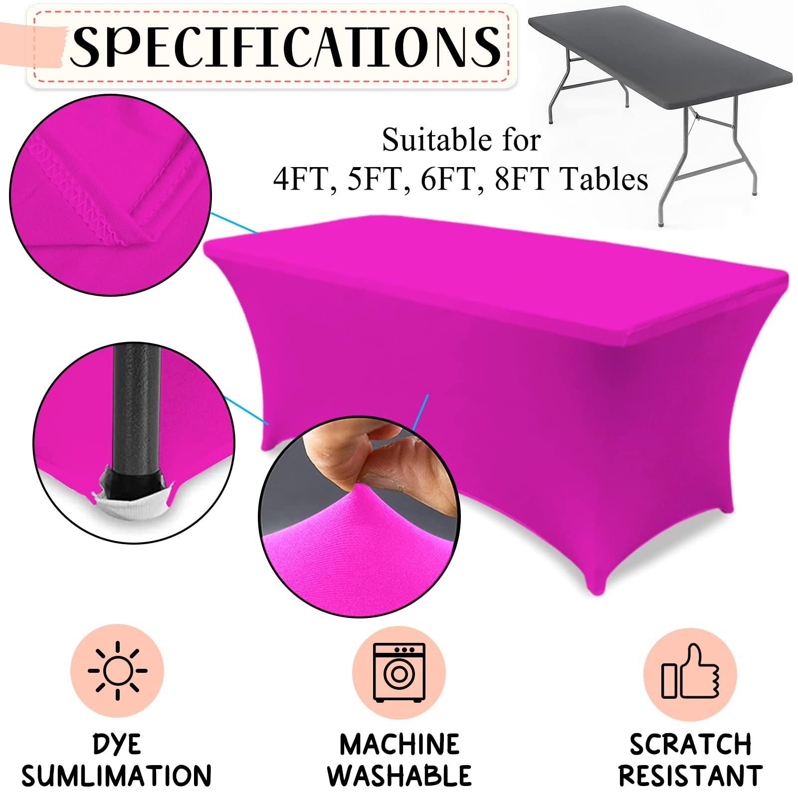 Custom Table Cloth Cover 8ft with Business Logo or Your Text Stretch Personalized Tablecloth Spandex Customize with Logo for Birthday Wedding Anniversary Tradeshow Events