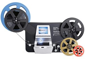 8mm & super 8 film to digital converter, film scanner digitizer with 2.4" screen, convert 3” 5” 7” 9” reels into 1080p digital mp4 files,sharing & saving on 32gb sd card