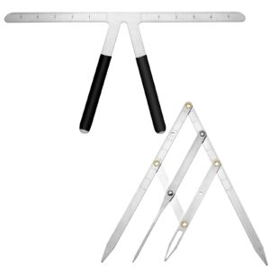 2 pieces tattoo eyebrow ruler 3-point positioning ruler eyebrow golden ratio caliper microblading ruler brow caliper measuring tool plastic eyebrow caliper for student (silver)