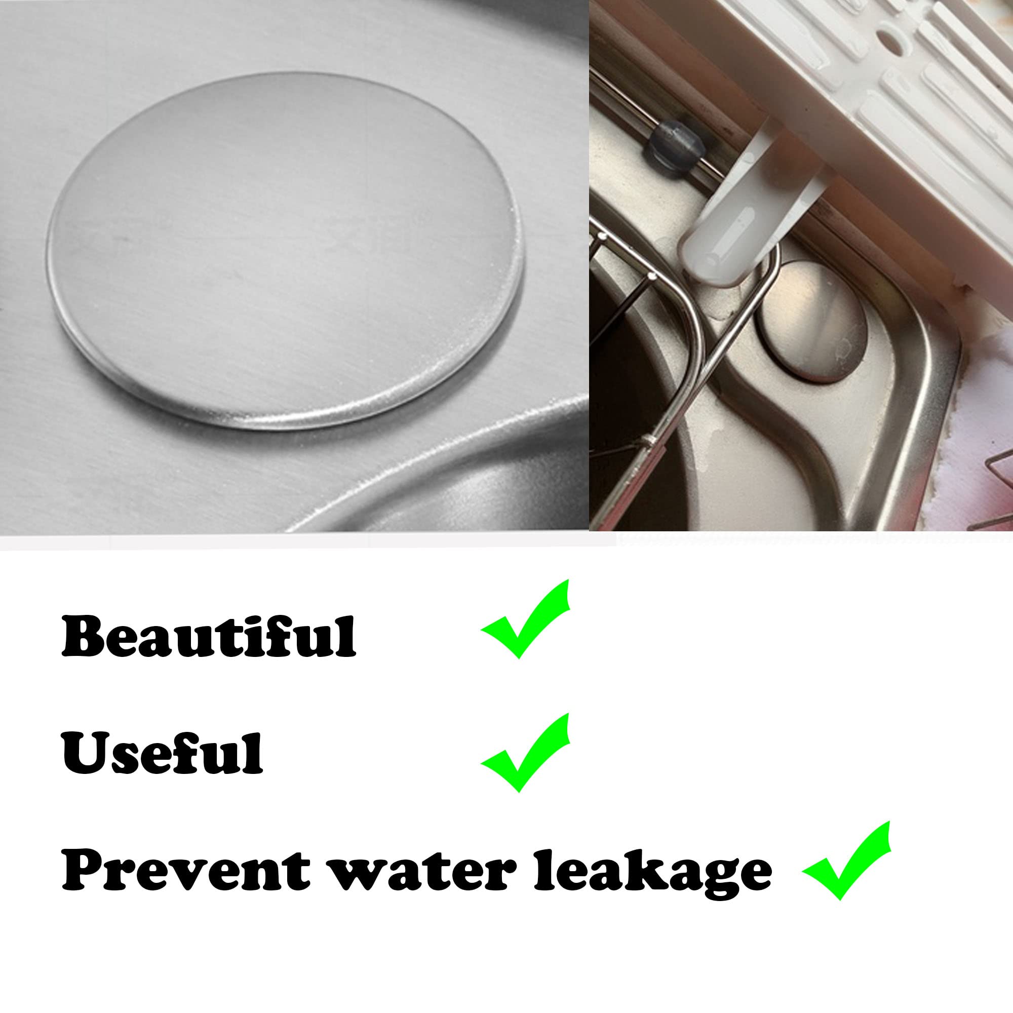 2 Pack Kitchen Sink Hole Cover Stainless Steel Faucet Hole Cover Kitchen Sink Tap Hole Plate Stopper Cover Blanking Metal Plug