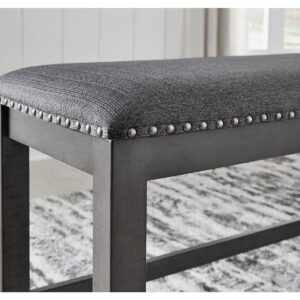 Signature Design by Ashley Myshanna Farmhouse Upholstered 24" Dining Bench, Dark Gray