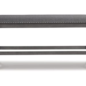 Signature Design by Ashley Myshanna Farmhouse Upholstered 24" Dining Bench, Dark Gray