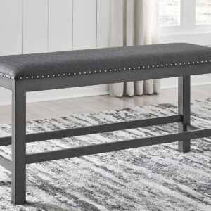 Signature Design by Ashley Myshanna Farmhouse Upholstered 24" Dining Bench, Dark Gray