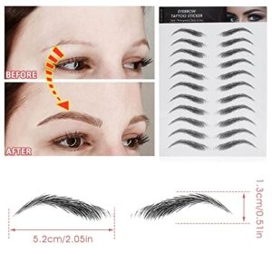 Molain 4D Hair-Like Eyebrow Tattoos Stickers 12 Sheets Waterproof Long-lasting Eyebrow Transfers Stickers Peel Off Eyebrow Sticker for Eyebrow Grooming Shaping 1 Style 132 Pairs (Classic Style)