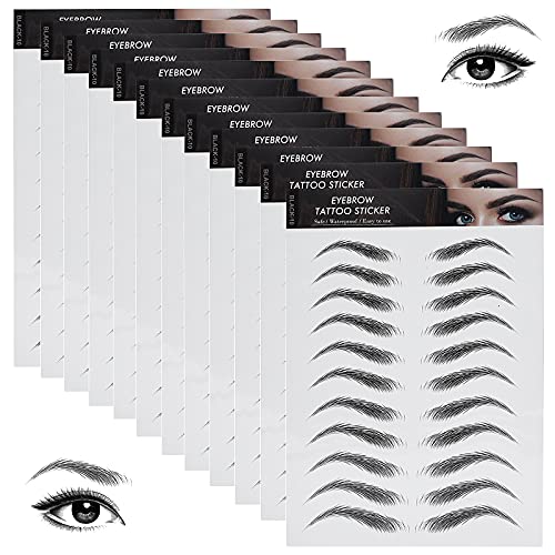 Molain 4D Hair-Like Eyebrow Tattoos Stickers 12 Sheets Waterproof Long-lasting Eyebrow Transfers Stickers Peel Off Eyebrow Sticker for Eyebrow Grooming Shaping 1 Style 132 Pairs (Classic Style)