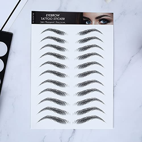 Molain 4D Hair-Like Eyebrow Tattoos Stickers 12 Sheets Waterproof Long-lasting Eyebrow Transfers Stickers Peel Off Eyebrow Sticker for Eyebrow Grooming Shaping 1 Style 132 Pairs (Classic Style)