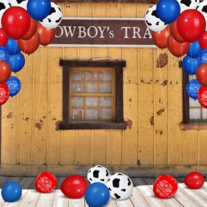 60 Pieces Western Cowboy Bandana Balloons Cowboy Balloons 12 Inch Cowboy Latex Balloons Blue Red for Baby Shower Cowboy Birthday Party Decorations Balloons Arch Garland