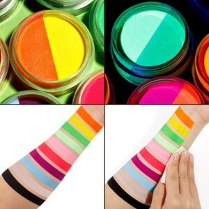 ecofavor Water Activated Eyeliner, UV Glow Neon Cake Paint, 10 Bright Color in 5 Cake Hydra Eye Liner,UV Glow Blacklight Luminous Body Face Makeup Paint, Costume Halloween and Club Makeup Art Paint…