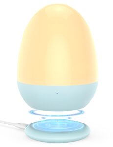 jolywell night lights for kids with stable charging pad, touch control&timer setting, abs+pc baby egg lamp for breastfeeding，blue