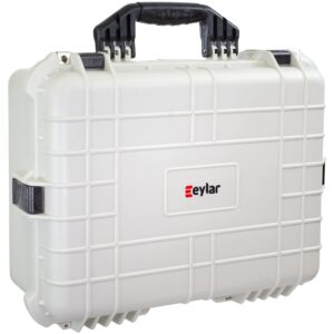 Eylar Large 20 Inch Protective Camera Case Water and Shock Proof With Foam (White)