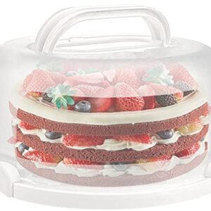 Yesland Cake Carrier with Collapsible Handle - White Cake Container and Holder with Lid - Portable Plastic Round Cake Cover for 10 inch Cake, Pies, Cookies, Nuts, Muffins, Cupcakes and Fruit