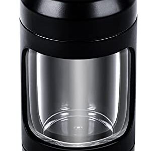 Storage Jar with Herb Grinder Led Light up, Herb Containers with 8x Magnifying Viewing Jar Portable, Storage and Grinding in One Keep Herbs Dry and Fresh (Black)