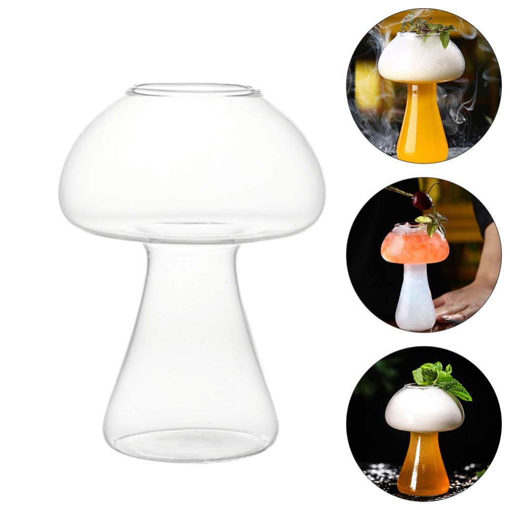 DOITOOL Cocktail Glass, Mushroom Shape Cocktail Glass Cup, Creative Mushroom Drinks Cups Wine Glasses for Home Bar Catering KTV Club Wedding Party, 280ml, 1Pcs