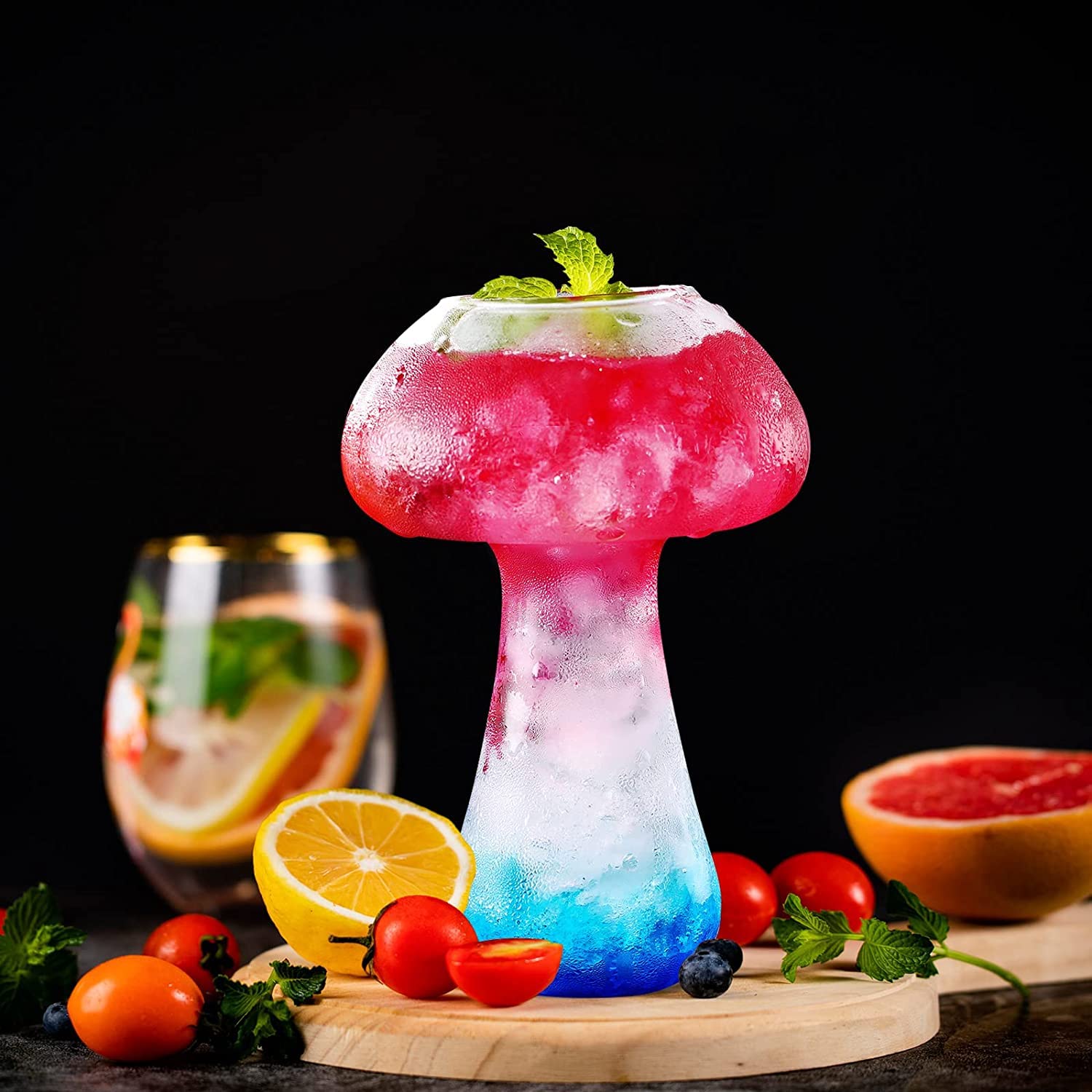 DOITOOL Cocktail Glass, Mushroom Shape Cocktail Glass Cup, Creative Mushroom Drinks Cups Wine Glasses for Home Bar Catering KTV Club Wedding Party, 280ml, 1Pcs