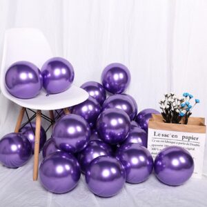 50pcs purple metallic balloons 12 inch decoration, purple party balloons chrome metallic bright color, for birthday wedding party halloween christmas baby shower graduation anniversary decorations