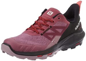 salomon women's outpulse gore-tex hiking shoes for women, tulipwood/black/poppy red, 9