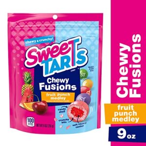 SweeTARTS Chewy Fusions Candy, Fruit Punch Medley, 9 Ounce