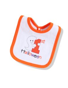 menglang baby bibs my first halloween baby boys girl bibs for halloween drooling and teething (pumpkin orange)