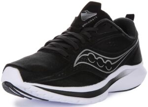 saucony women's kinvara 13 running shoe, black/silver, 11 wide