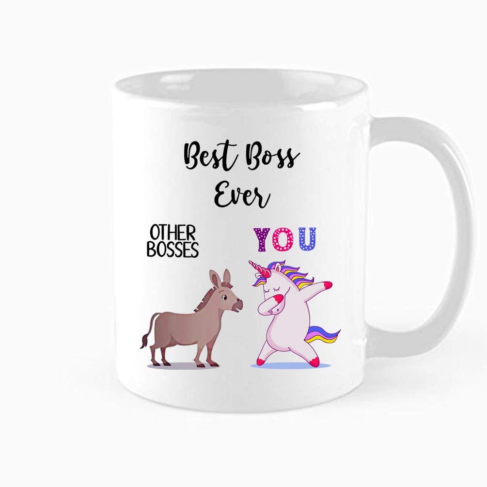 TAMDG GIFET Funny Coffee Mug, Best Boss Ever Unicorn Mug, Gift for Boss ， Best Boss Ever Gift, Funny Gift for Boss, Humorous Coffee Cup, Sarcastic Boss Present,11 oz Novelty Mug, White