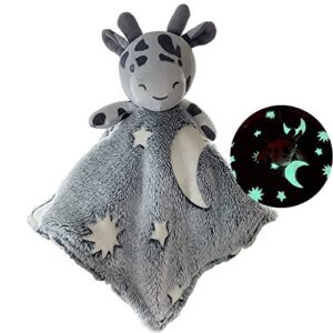 believe bigdreams giraffe lovey blanket - grey baby security blankets for girls - polyester baby boy security blanket lovies for babies glows in the dark stuffed blanket animal