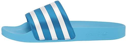 adidas Originals Women's Adilette Slides Sandal, Sky Rush/White/Blue Rush, 6