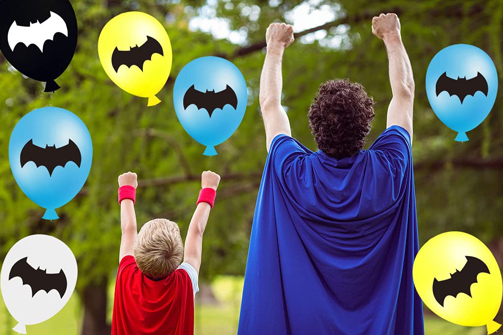 50PCS Bat Latex Balloons - Superhero Batman Birthday Hero Baby Shower Party Decorations Supplies Favors Bat Decor Balloon