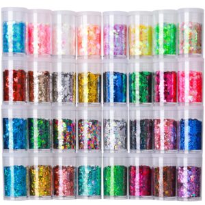 teenitor glitter, chunky glitter mixed, nail glitter with stars, cosmetic face body eye hair glitter, 32pcs