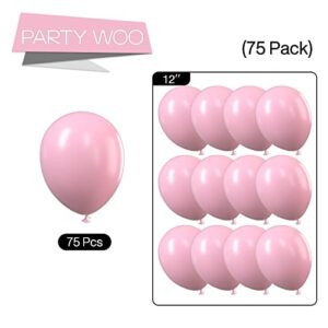 PartyWoo Pastel Pink Balloons, 51 pcs 12 Inch Pink Balloons, Baby Pink Balloons for Balloon Garland Balloon Arch as Birthday Party Decorations, Wedding Decorations, Baby Shower Decorations, Pink-Q05