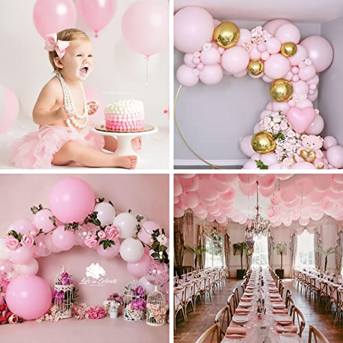 PartyWoo Pastel Pink Balloons, 51 pcs 12 Inch Pink Balloons, Baby Pink Balloons for Balloon Garland Balloon Arch as Birthday Party Decorations, Wedding Decorations, Baby Shower Decorations, Pink-Q05