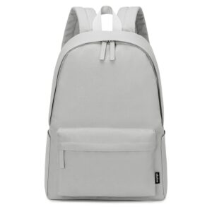 abshoo lightweight casual unisex backpack for school solid color boobags (light grey)